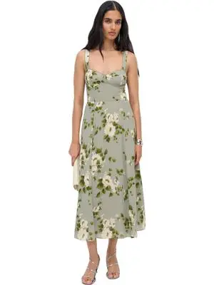 REFORMATION Lela Midi Dress - Green
