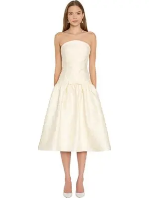 Amanda Uprichard Valencia Bow Midi Dress - Ivory