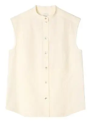 Paul Smith Sleeveless Grandad Shirt - White