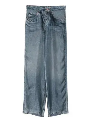 PIERRE-LOUIS MASCIA Denim Print Silk Trousers Sky Blue