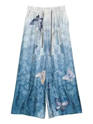 PIERRE-LOUIS MASCIA Printed Silk Trousers - Sky Blue