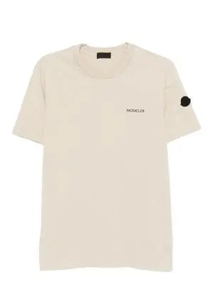 Moncler Logo Cotton T-shirt - Beige