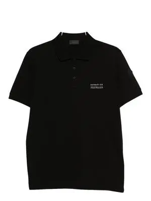 Moncler Logo Cotton Polo Shirt - Black