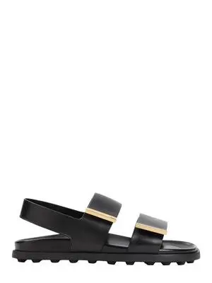 TOD'S Leather Slingback Sandals - Black