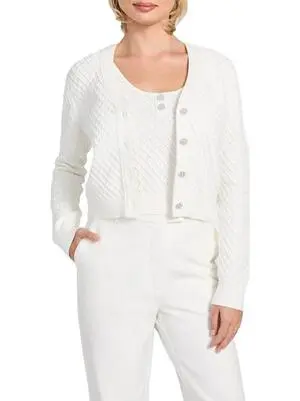Guess Lylah Diamond-stitch Cardigan - White
