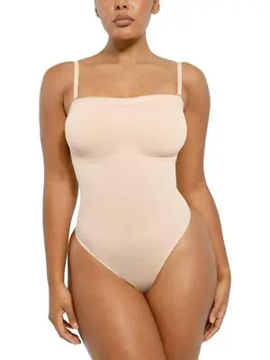 SHAPELLX Strapless Sculpt Thong Bodysuit - Beige