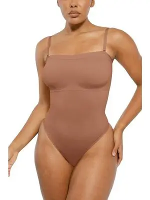 SHAPELLX Strapless Sculpt Thong Bodysuit - Bronze