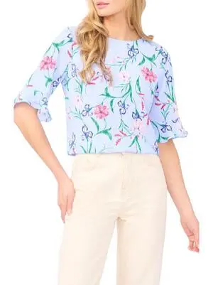 CECE DUPRAZ Floral Ruffle Sleeve Top - Windsurfer