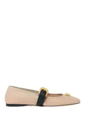 Versace La Medusa Nappa Ballet Flats - Neutrals