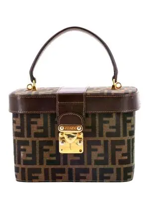 Fendi Vintage Lock Top Handle Vanity Zucca Satchel - Brown