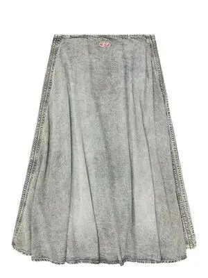 DIESEL Logo-plaque Midi Denim Skirt - Grey