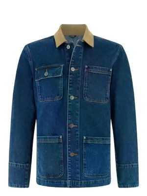 Boggi Milano Collared Denim Shirt Jacket - Blue