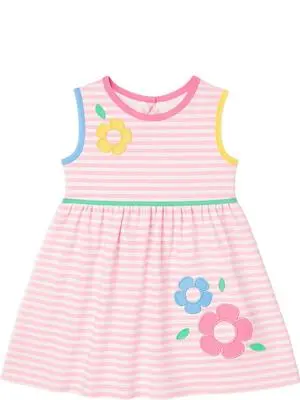 FLORENCE EISEMAN Stripe Knit Dress With Flowers - Pink/white