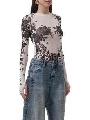 AFRM Kaylee Floral Mesh Top - Stark Lace