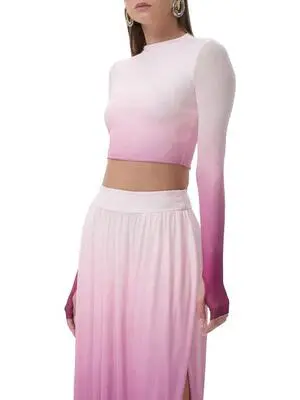 AFRM Eleni Ombré Mesh Crop Top - Mauve Ombre
