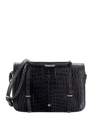 Saint Laurent Charlotte Flap Large Crossbody Bag Crocodile Embossed - Black