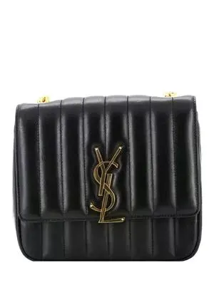 Saint Laurent Vicky Vertical Quilted Leather Medium Crossbody Bag - Black