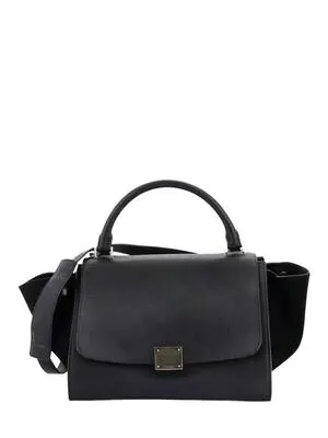 Celine Trapeze Bag Leather Small Satchel - Black