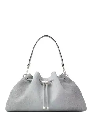 JIMMY CHOO Cinch M Drawstring Shoulder Bag Grey