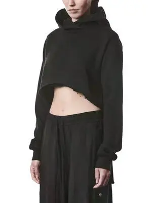 THOM KROM Cropped Slouchy Hoodie - Black