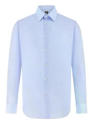 Boggi Milano Spread-collar Twill Shirt - Blue