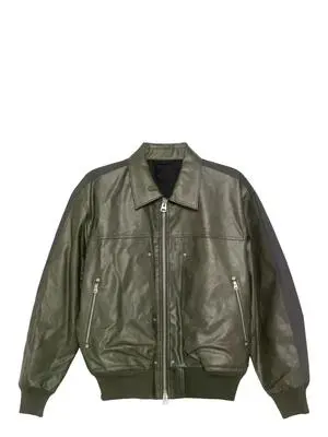 CROQUIS Faux-leather Bomber Jacket - Green