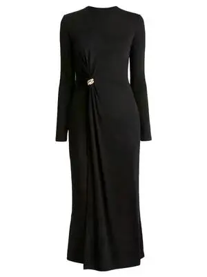 Vince Side Drape Midi Dress - Black