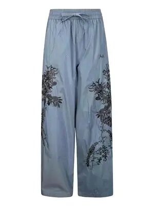 P.a.r.o.s.h Floral-embroidered Trousers - Blue