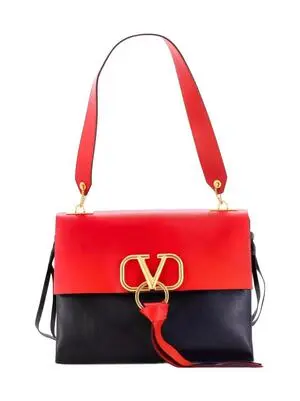 Valentino Garavani Vring Leather Shoulder Bag - Black