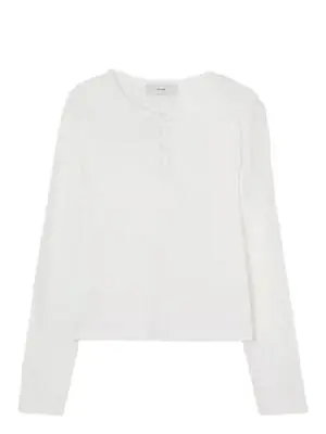 DUNST Buttoned Long-sleeve T-shirt - White