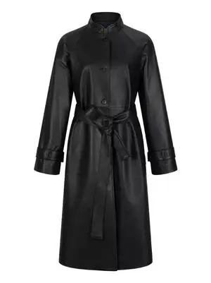 Shanghai Tang Belted Leather Coat - Black