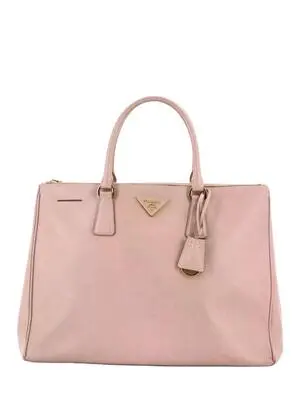 Prada Double Zip Lux Saffiano Leather Medium Tote Bag - Neutrals