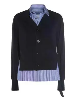 Sacai Button Striped Cardigan - Blue