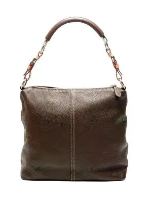 Prada 2000s Contrast-stitching Shoulder Bag - Brown