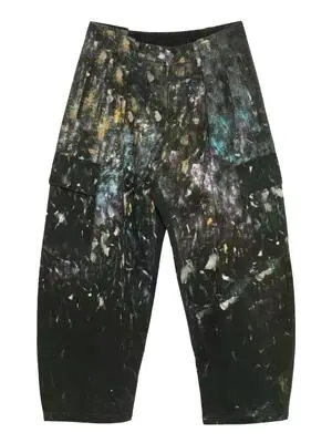 CROQUIS Printed Cotton Pants - Black