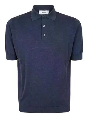 LARDINI Short-sleeve Cotton Polo Shirt - Blue
