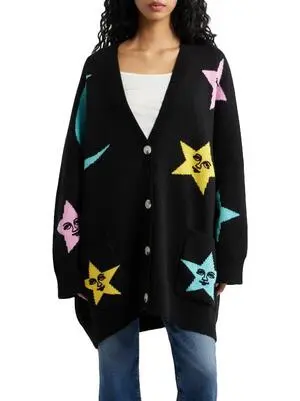DRESSED IN LALA All Knowing Cotton-blend Cardigan - Black