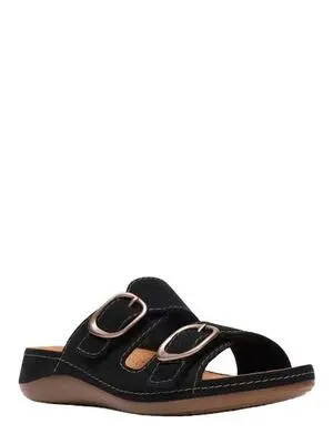 Clarks Cecily Step Sandal - Black Nubuck