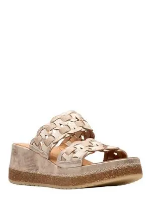 Clarks Woven Leather Wedge Sandals - Metallic Combo