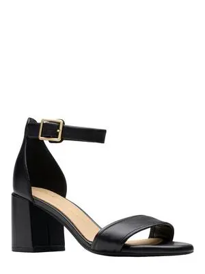 Clarks Ezoria Mae Ankle Strap Sandal - Black Leather