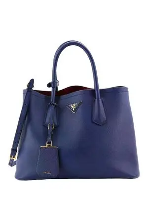 Prada Cuir Double Saffiano Leather Medium Tote Bag - Blue