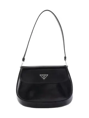 Prada Cleo Flap Shoulder Bag Spazzolato Leather - Black