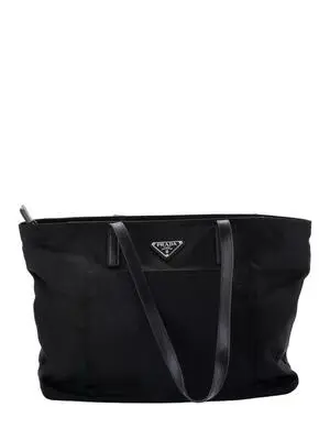 Prada Re-edition 1978 Pocket Re-nylon With Saffiano Leather Medium Tote Bag - Black