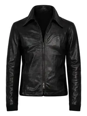 HANNES ROETHER Patch Pocket Leather Jacket - Black