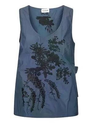 P.a.r.o.s.h Floral-embroidered Top - Blue