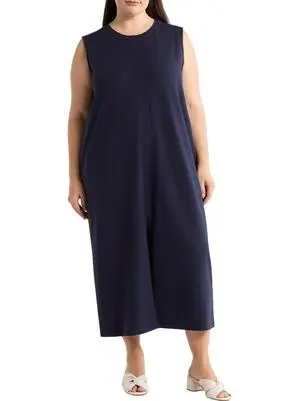 Eileen Fisher Sleeveless Stretch Cotton Jersey Midi Dress - Ink