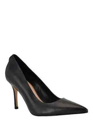 Guess Pointy-toe Pump With Croc Embossed Detail - Black