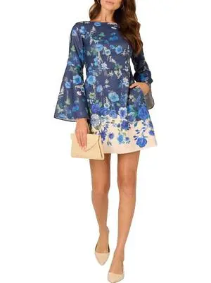 Adrianna Papell Floral Fit & Flare Minidress - Midnight