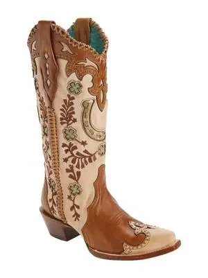 CORRAL Horseshoe Overlay Western Boot - Honey