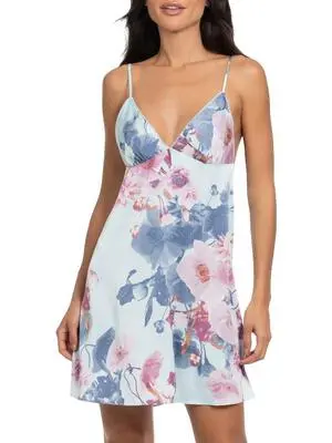 MIDNIGHT BAKERY Printed Satin Chemise - Blue